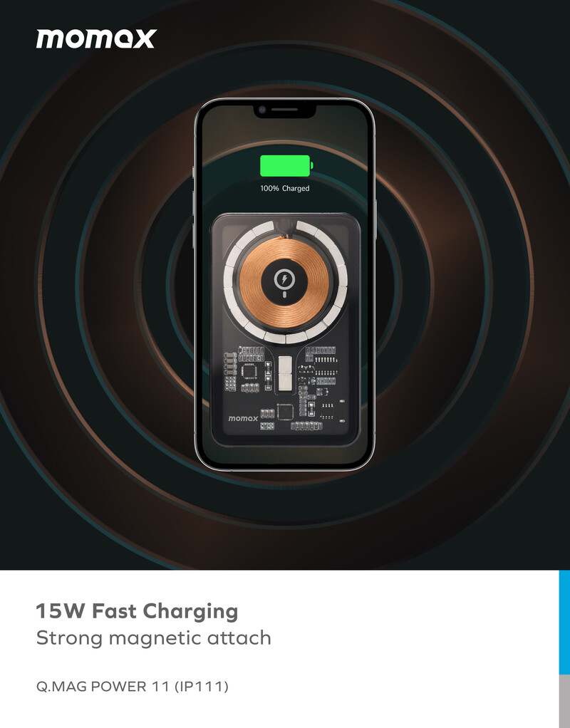 Momax Q.Mag Power 11 磁吸無線充流動電源連支架10000mAh [2色] [IP111] - MOMAX 官方旗艦店