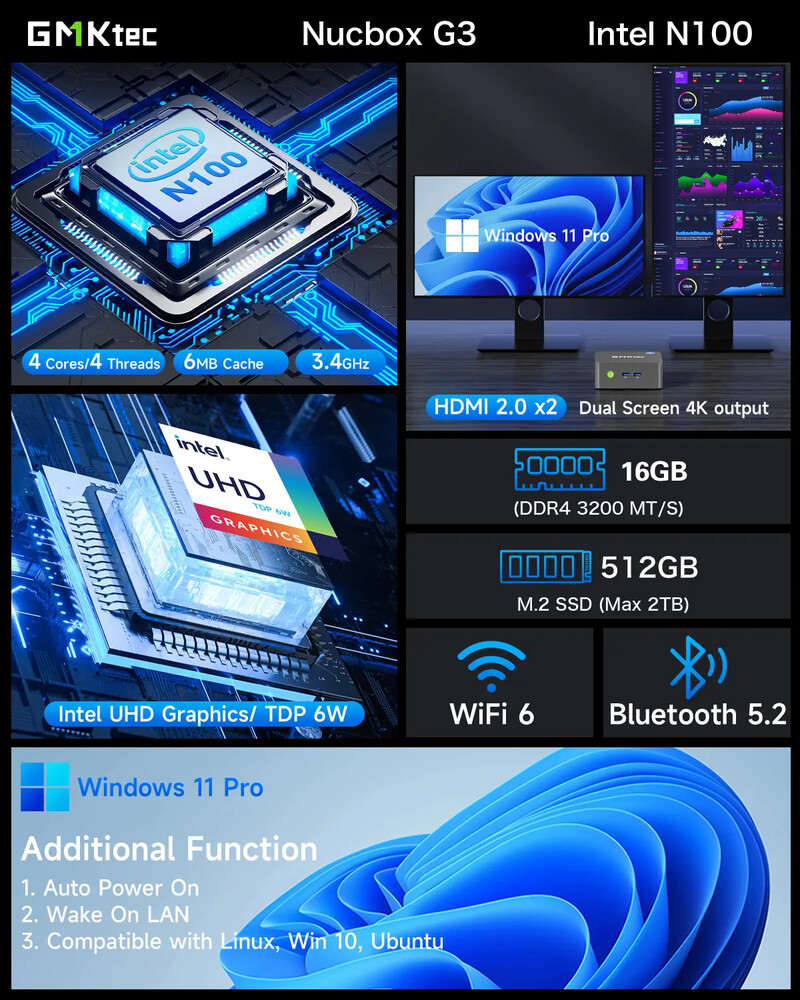 Price網購 - GMKTEC NucBox G3 [N100, 16+512GB/1TB SSD]