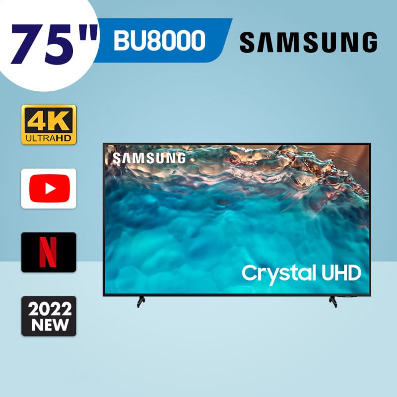 Samsung - 75" BU8000 Crystal UHD 4K 智能電視 (2022) UA75BU8000JXZK - 大百貨