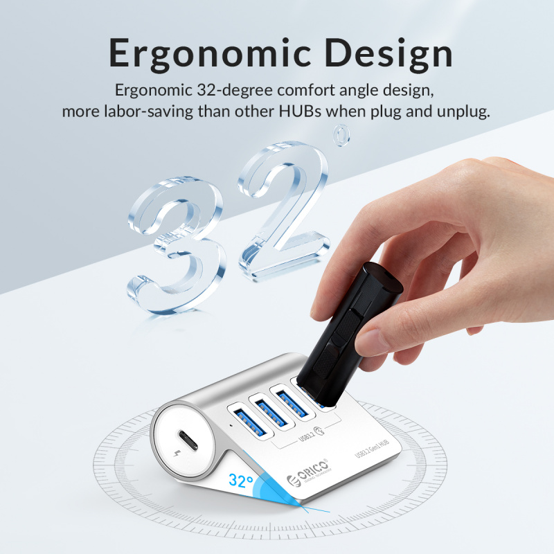 ORICO Aluminum Alloy 4-Port USB3.2 Gen 2 Type-A HUB [M3U4-G2] - ORICO 香港專賣店