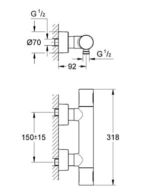 GROHE , Grohtherm , 34274 恆溫花灑龍頭 - 香港21衛浴潔具有限公司