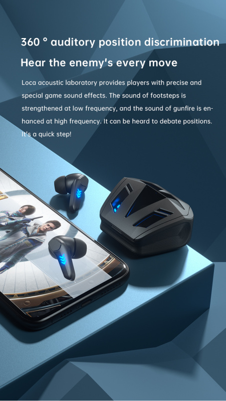 Loca H5S零延遲真無線藍芽電競耳機 Loca專業電競級無線藍芽耳機 零延遲,聽聲辨位,不卡頓不斷續 28小時持久續航 10mm復合振膜單元,通話降噪清晰交流 藍芽5.2連接,更穩定,雙耳 ...