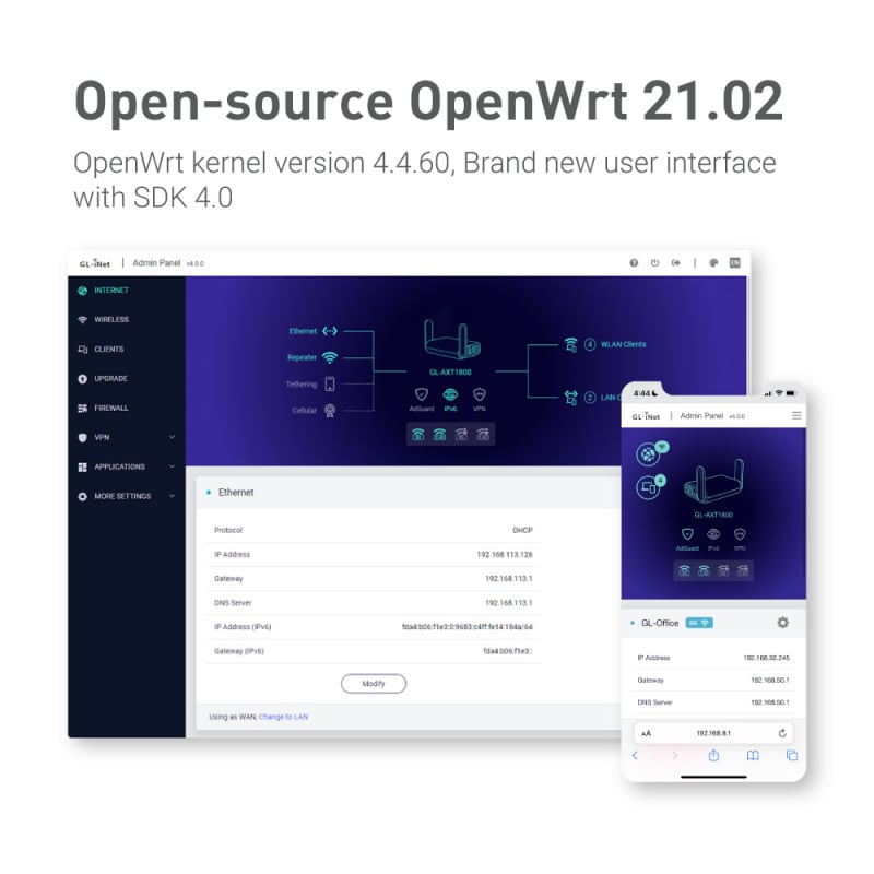 GL.iNet GL-AXT1800(Slate AX) Gigabit Wireless WiFi 6 Router | OpenWrt ...