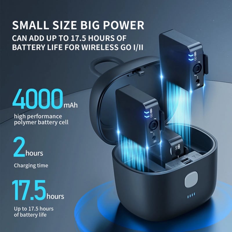 TELESIN TE-WMB-001 Wireless Microphone Charging Box 3-slot Charging ...