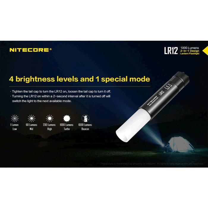 Nitecore LR12 2-in-1 Lantern Flashlight 唇膏形伸縮營燈 - Campzone Outdoor