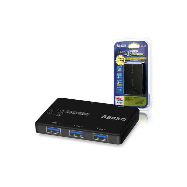APAXQ - HU388-B USB 3.0 纖巧連接盒 (四位) – 黑色 - Wega Hong Kong Company Limited