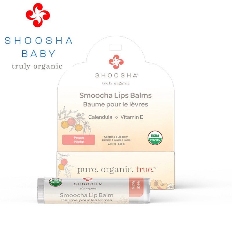 Shoosha - USDA 有機潤唇膏 (嬰兒及成人適用) 0.15oz 香桃 - Tlife