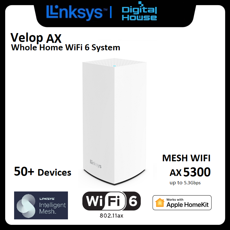 Linksys - MX5300 Velop Whole Home Intelligent Mesh WiFi 6 System, Tri-Band AX5300 [1-pack ...