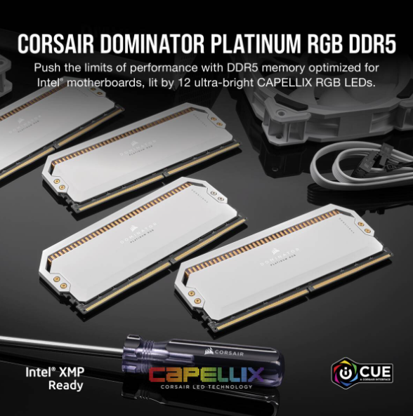 Corsair DOMINATOR® PLATINUM RGB 32GB (2x16GB) DDR5 DRAM 5200MHz C40 ...