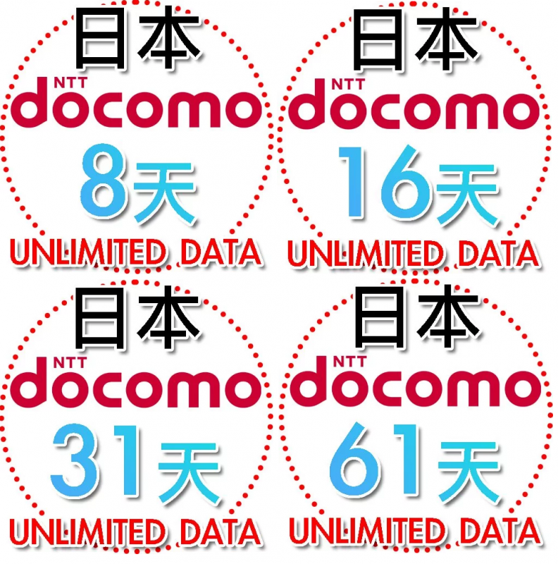 (日本)DOCOMO 4G「8 / 16 / 31 / 61天無限上網」純日系上網卡。 - Choice Digital Centre