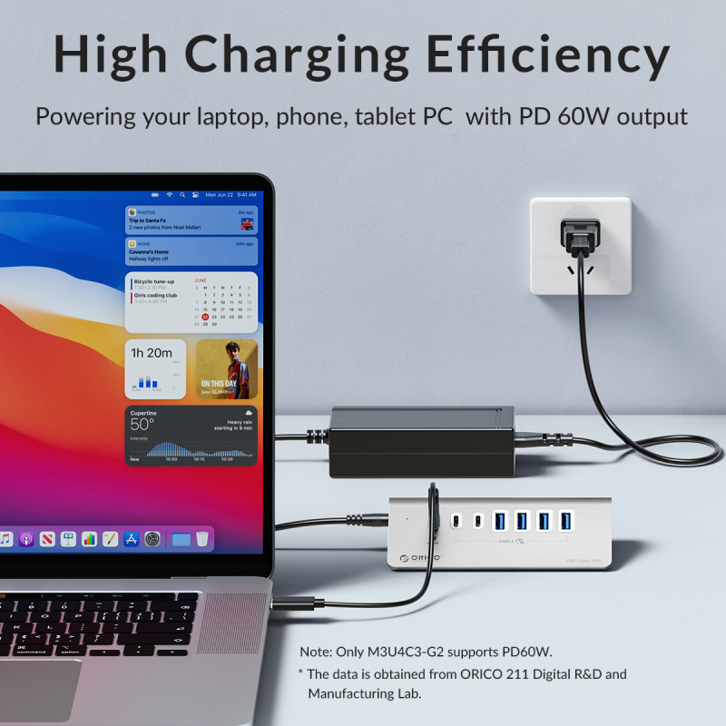 ORICO Aluminum 7-PORT USB3.2 10G HUB WITH PD CHARGING [M3U4C3-G2] - ORICO 香港專賣店