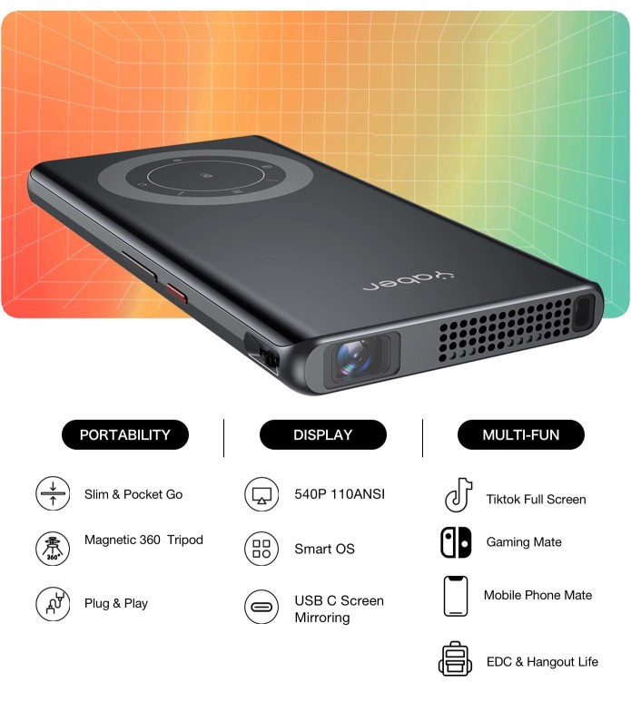 Yaber Pico T1 Portable Projector - D corner