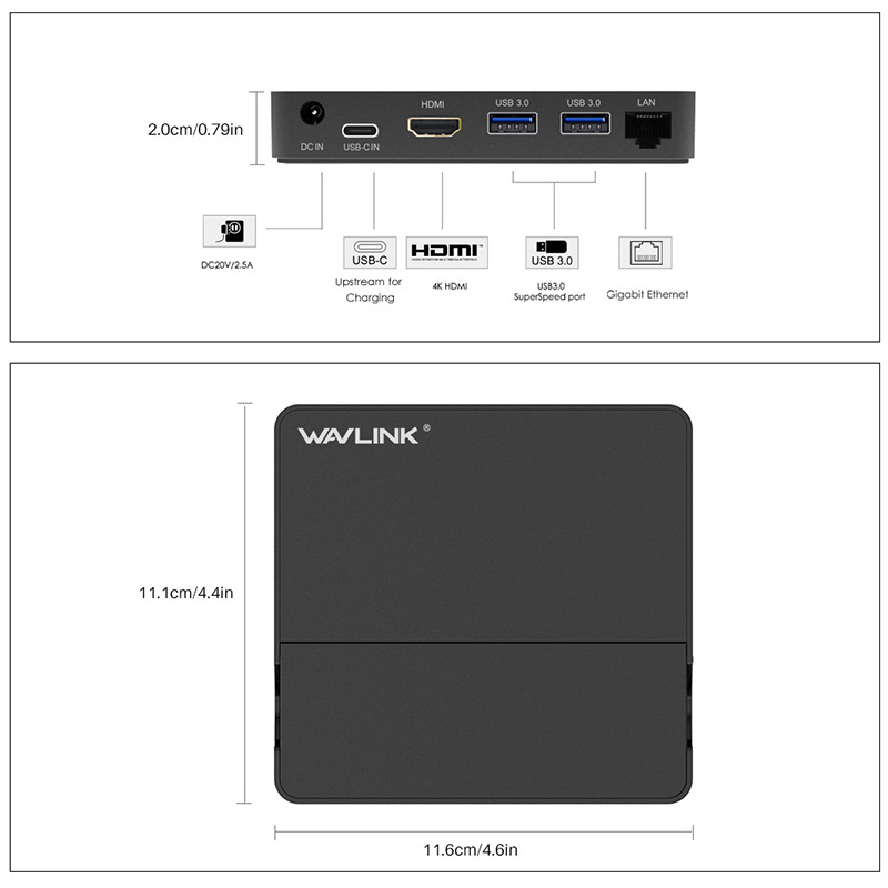 Wavlink UHP3D01G USB 3.1 Aluminum Universal Mini Docking Station with ...