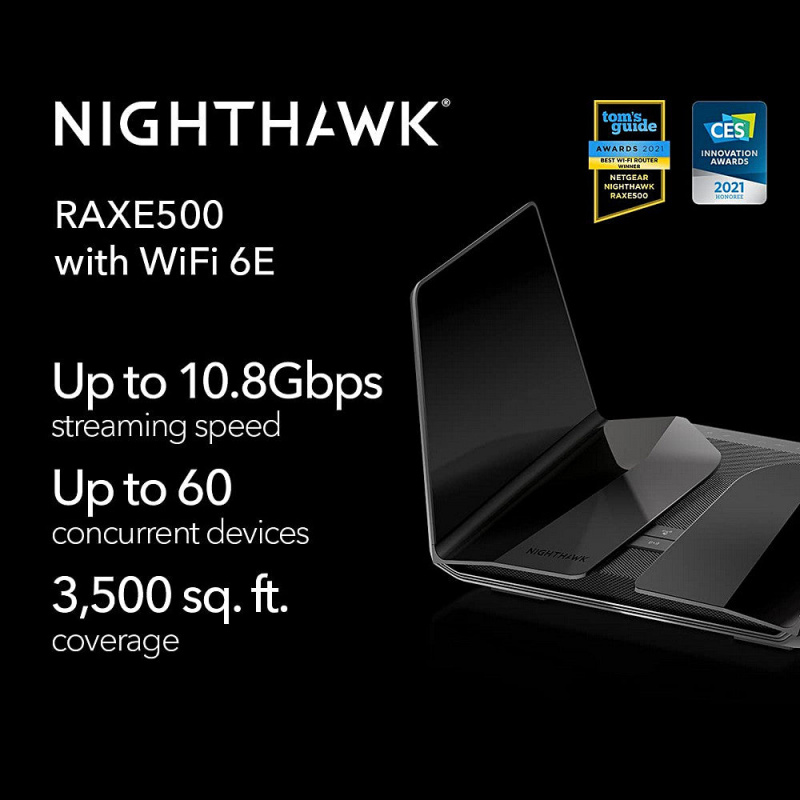 Netgear AXE11000 Nighthawk Tri-Band WiFi 6E Router RAXE500 - D corner