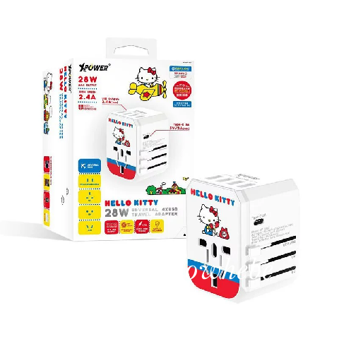 正版XPower 聯乘 Sanrio Hello Kitty 28W Type-C 3A + 4頭USB Universal Travel ...