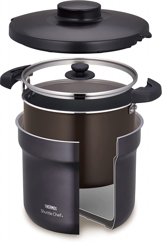 Thermos - Shuttle Chef 膳魔師 IH 4.3L (4-6人用) 真空燜燒鍋/真空煲｜日本版｜KBJ-4501 (紅色,冷灰色) - Giga store