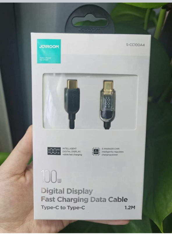 JOYROOM 100W Type-C to Type-C Led 透明數顯快充傳輸線 - Mpower2046