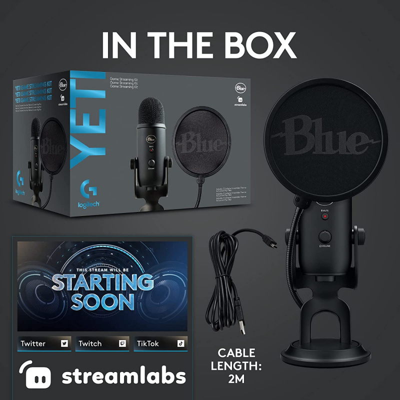 Logitech Blue Yeti Gaming Steaming Kit (黑色) [平行進口] - GOTECH