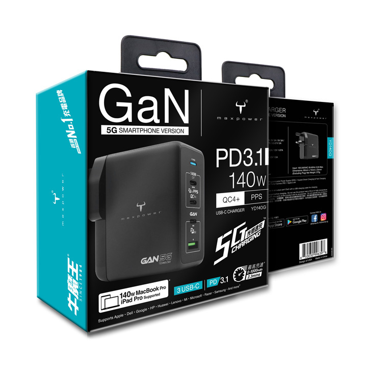 牛魔王 YD140G 140W PD3.1 4 位 GaN USB 充電器 - i-Mugen