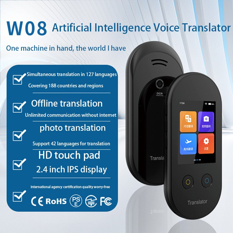 語言翻譯器設備 AI 語音翻譯器，帶 2.4 觸摸屏圖像翻譯器 108 種語言和雙向翻譯器 - HAPPY521