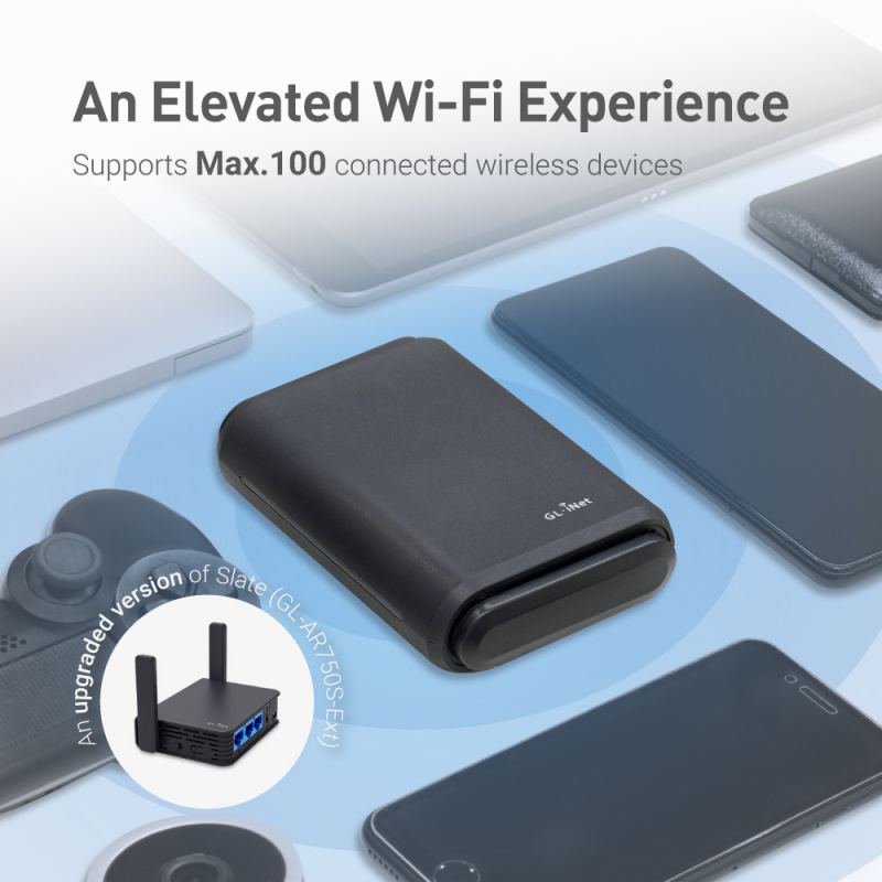 GL.iNet GL-A1300 無線 VPN 加密旅行路由器 Slate Plus – 袖珍型、開源、NAS - HAPPY521