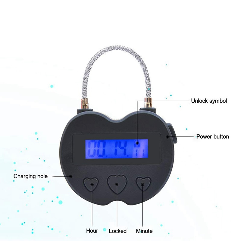 Smart Time Lock LCD Display Time Lock Multifunction Travel Electronic Timer, Waterproof USB ...