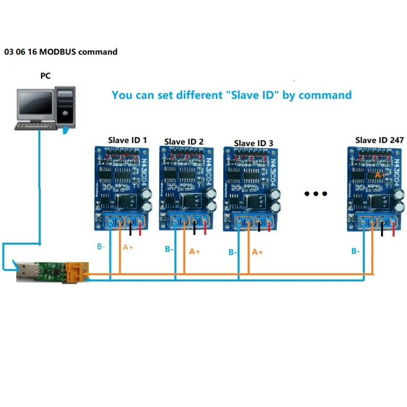 4-20ma 0-5v 0-10v 4ch current voltage analog acquisition rs485 modbus ...