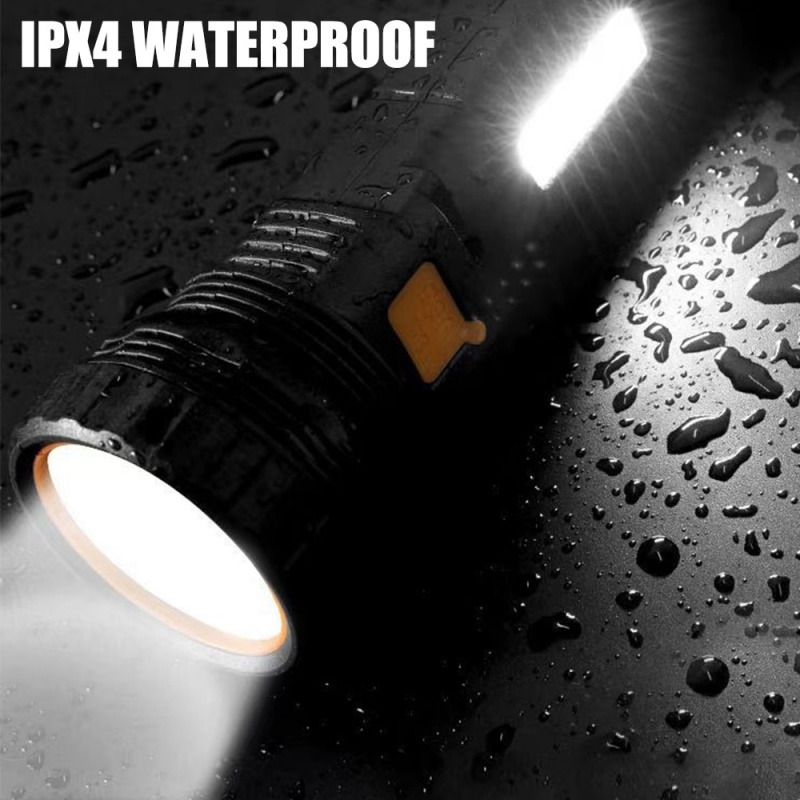 太陽能 LED 手電筒 USB 可充電 COB 燈戶外遠程手電筒多功能應急移動電源手提野營燈 - HAPPY521