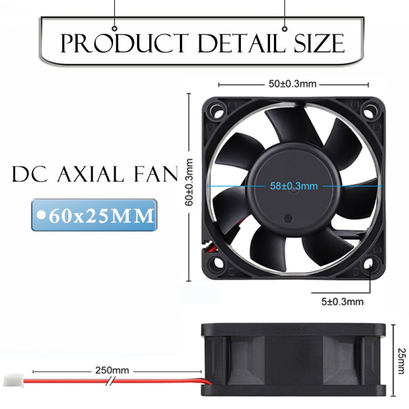 1 Pcs Gdstime DC 12V 24V 60x60x25mm Computer CPU Cooler 6025 Brushless Exhaust Cooling Fan 60MM ...