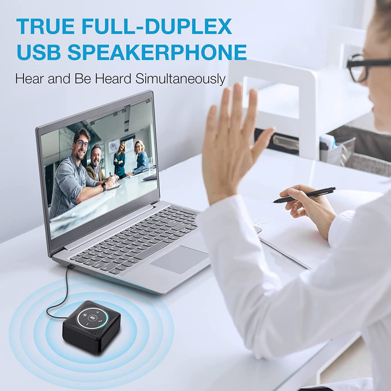 USB Speakerphone Conference Calls EMEET M0 360° Voice Pickup Computer ...