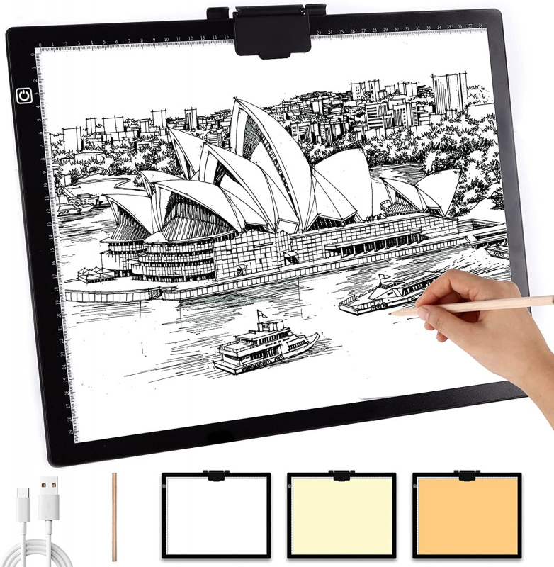 A3 Light Box for Drawing Elice 便攜式可調光亮度 LED 燈墊跟踪燈板帶 Type-C 電纜適用於藝術家 ...