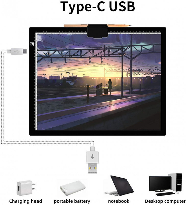 A3 Light Box for Drawing Elice 便攜式可調光亮度 LED 燈墊跟踪燈板帶 Type-C 電纜適用於藝術家 ...