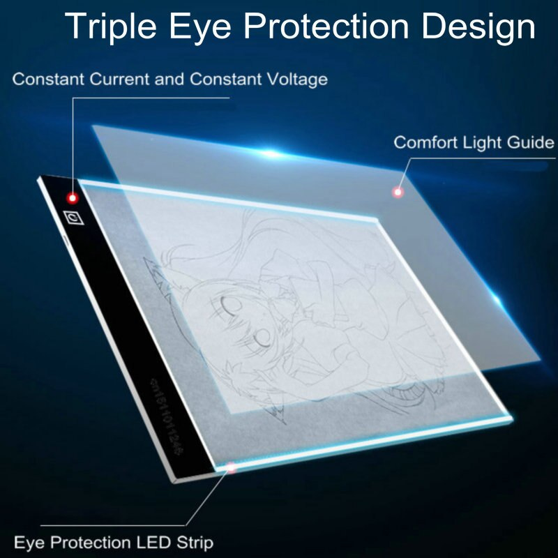 A4 A5 3 級調光 LED 繪畫手寫板學生描畫燈箱護眼更容易鑽石繪畫玩具兒童 - 豐盛數碼電器