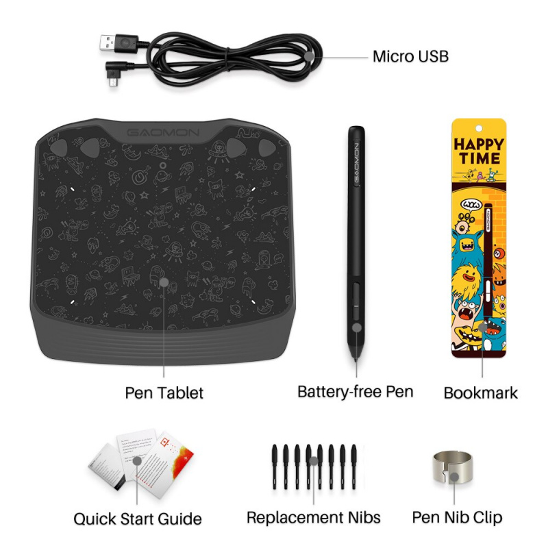 GAOMON S830 8192 levels Tilt Digital tablet 數字藝術插畫繪圖板OSU在線教學支持Android ...