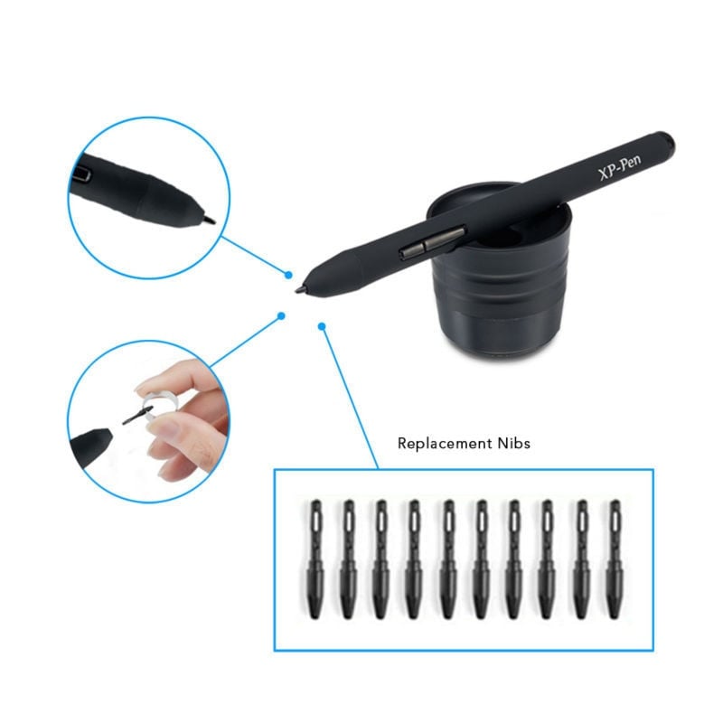 XP-Pen Standard Passive Pen Battery-free Stylus Replacement Nibs 50 ...