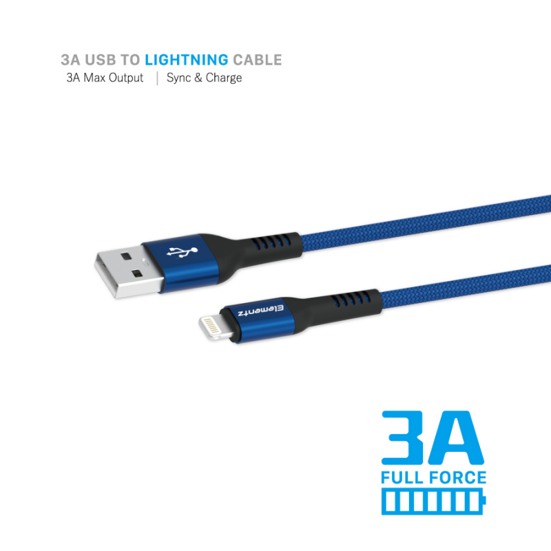 Elementz USB-A to Lightning 3A Cable EL - TechGuyHK 電子街