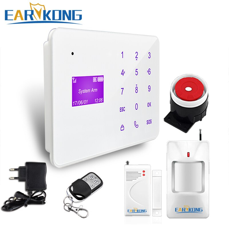 Earykong Wireless 433MHz GSM Alarm System Wireless door window detector alarm Support English ...
