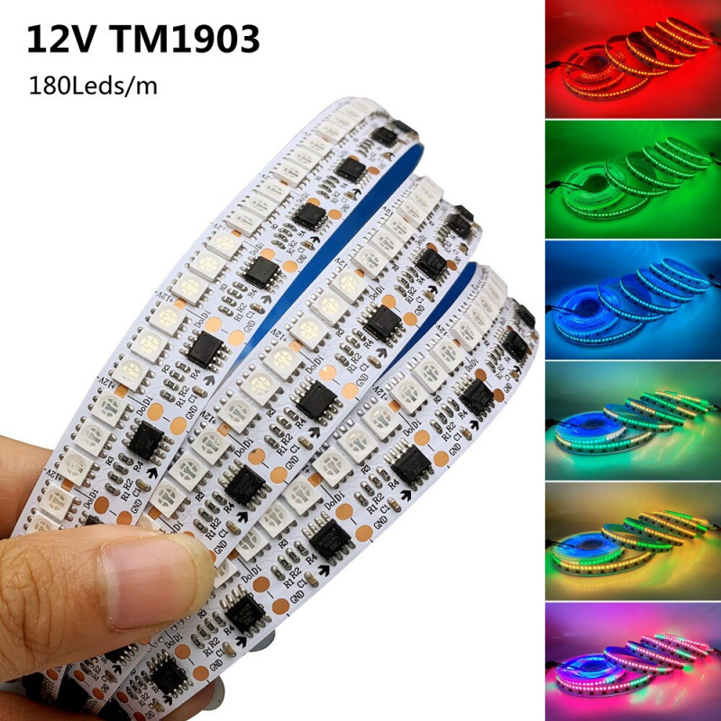 DC12V 5M 180Leds M 900Leds TM1903 彩虹 LED 燈帶 SMD 5050 類似 WS2811 SM16703 ...
