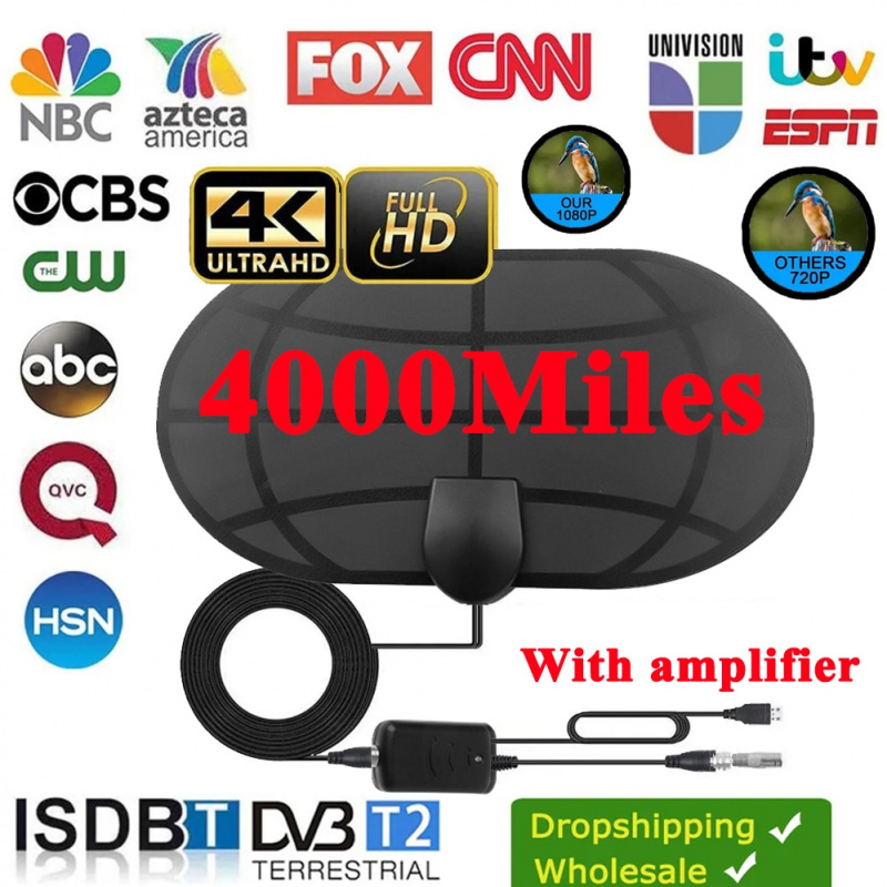 適用於全球電視接收器的 8K 4K 數字電視天線 DVB T2 信號放大器增強器適用於智能電視 RV 戶外車載天線免費頻道 - 朝日新泰商貿