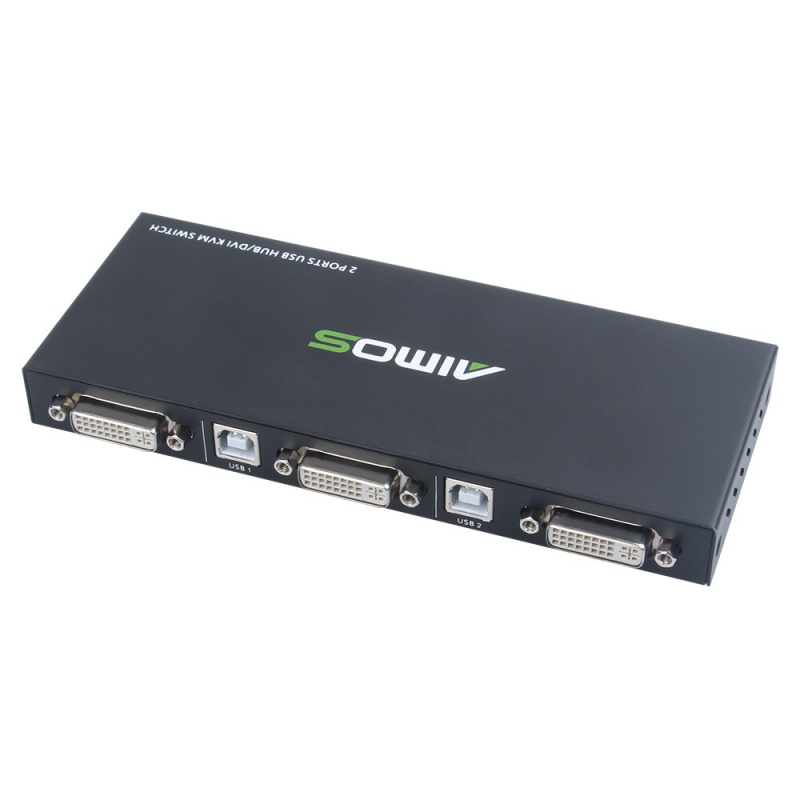 2 端口 DVI KVM 切換器 USB DVI KVM 切換盒用於共享鍵盤鼠標打印機插頭播放視頻顯示器 USB 開關分配器 - 豐盛數碼電器