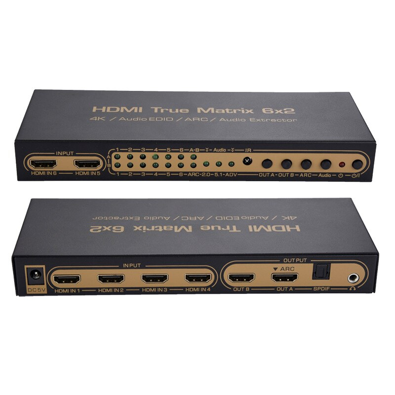 4K 6X2 HDMI Matrix 1080p 60Hz Martrix Splitter 6 In 2 Out PIP ARC 3D 3 ...