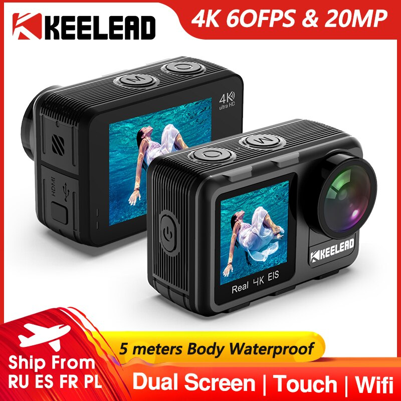 KEELEAD K80 Action Camera 4K 60FPS 20MP 2.0 Touch LCD EIS Dual Screen ...