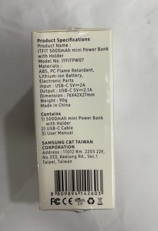 ITFIT 5000mAh 迷你行動電源連支架 [ITFITPW07] - 宏基數碼