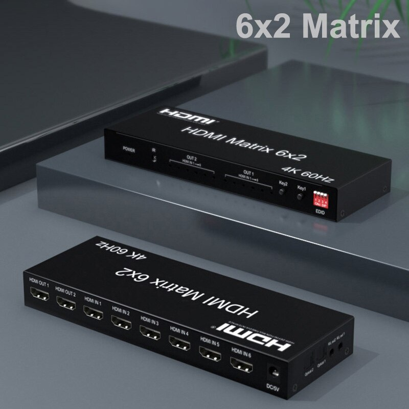4K@60hz HDMI 6x2 True Matrix 6 IN 2 OUT HDMI Switch Splitter 4x2 2x2 ...