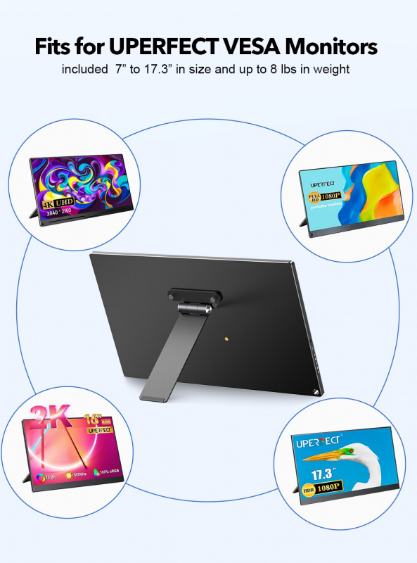 UPERFECT Portable Monitor VESA Mount Desk Stand with M3 M4 75MM Hand ...