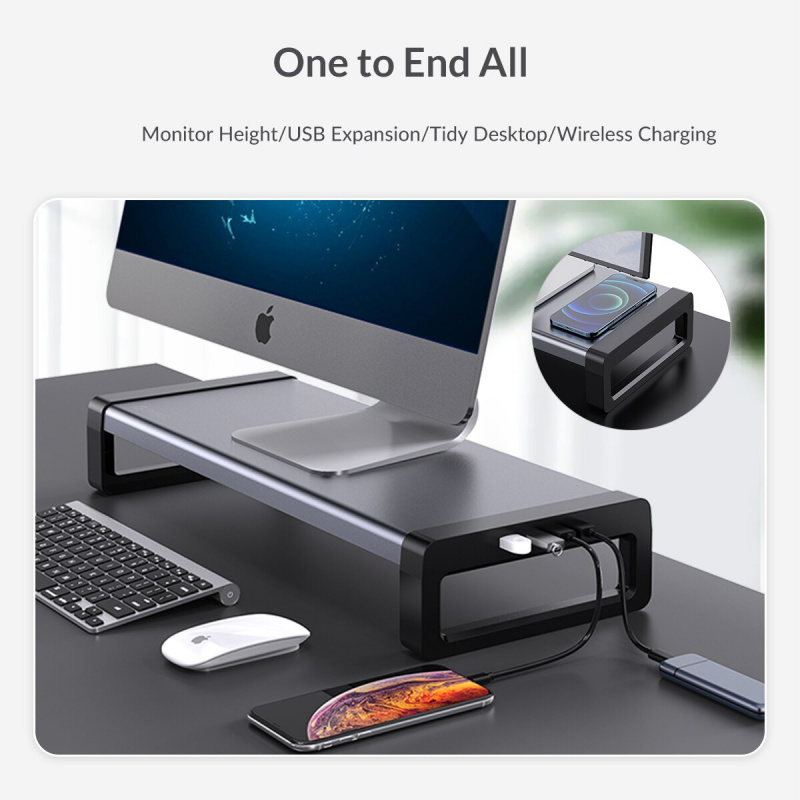 ORICO Monitor Stand Riser with USB3.0 HUB Quick Charge 3.0 Wireless ...