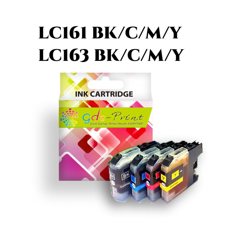 Brother LC161 163 BK，C，M，Y ，Black 黑色，Cyan 靛藍，Magenta 洋紅，Yellow 黃色代用墨盒 ...