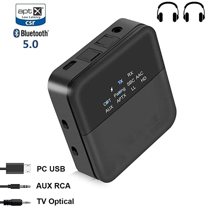 APTX HD Lossless Bluetooth 5.0 Optical 2in1 Audio Transmitter ...