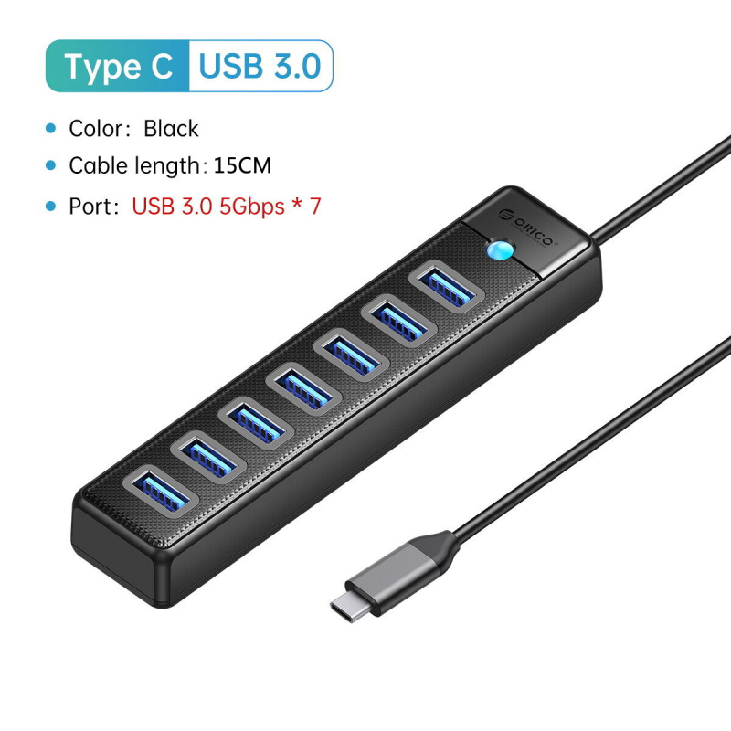 ORICO Type-C to USB 3.0 7-Port HUB with Power Port Cable [PW7U-C3 ...