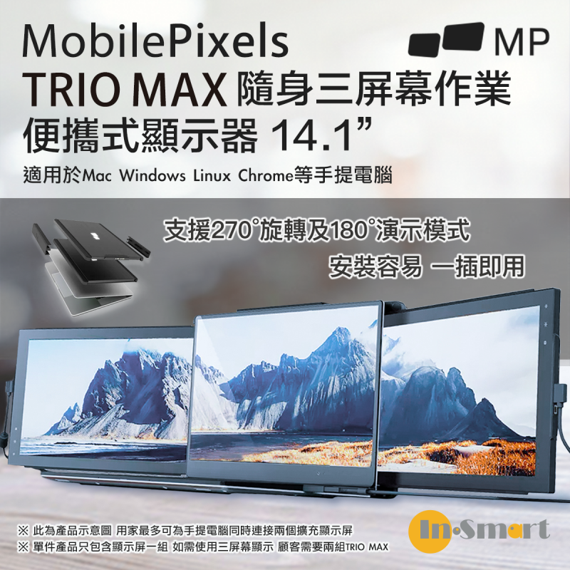 Mobile Pixels Trio Max 隨身三屏幕作業便攜式顯示器 14.1" - In-Smart